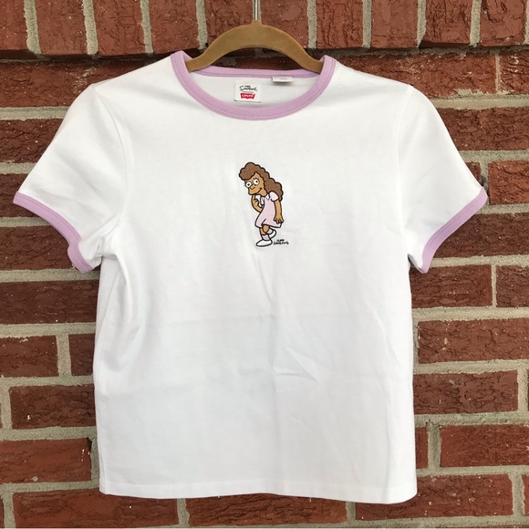 Levi's | Tops | Nwot Levis X The Simpsons Ringer Crop Tshirt White Size ...